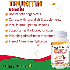 Trukitin Chitosin Based Phosphate Binder for Cats & Dogs – All Natural Human Grade Ingredients for Renal Support Supplement with Calcium Carbonate Oral Powder (Made in U.S.A)