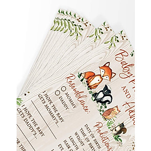 Baby Predictions & Advice for New Parents – Woodland Baby Shower Activity by Printed Party, Set of 50 Cards, Gender Neutral Forest Animals Theme