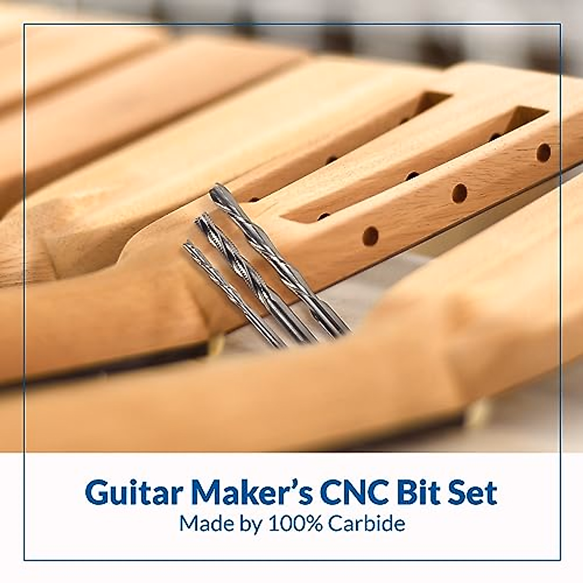 IDC Woodcraft Extended Length CNC Router Bit Set (3-Piece) - Premium Extra Long Precision Carbide Bits for Guitar Making and Other CNC Projects That Require Deep Cuts