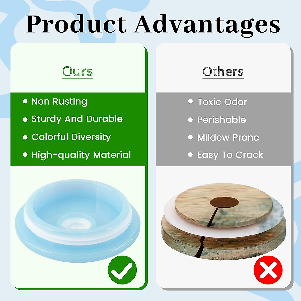 Joyclub 4 Pack Acrylic Lids Fit for 16oz Glass Cups with Lids and Straws, Replacement Lids for Drinking Beer Glasses with Bamboo Lids Iced Coffee Glasses Cute Tumbler Cup (Multi Light)