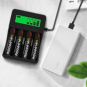 Deleepow 1.5V Rechargeable AA Batteries Lithium 3400mWh, Lithium AA Rechargeable Batteries 4-Pack 1500 Cycle with LCD Charger …