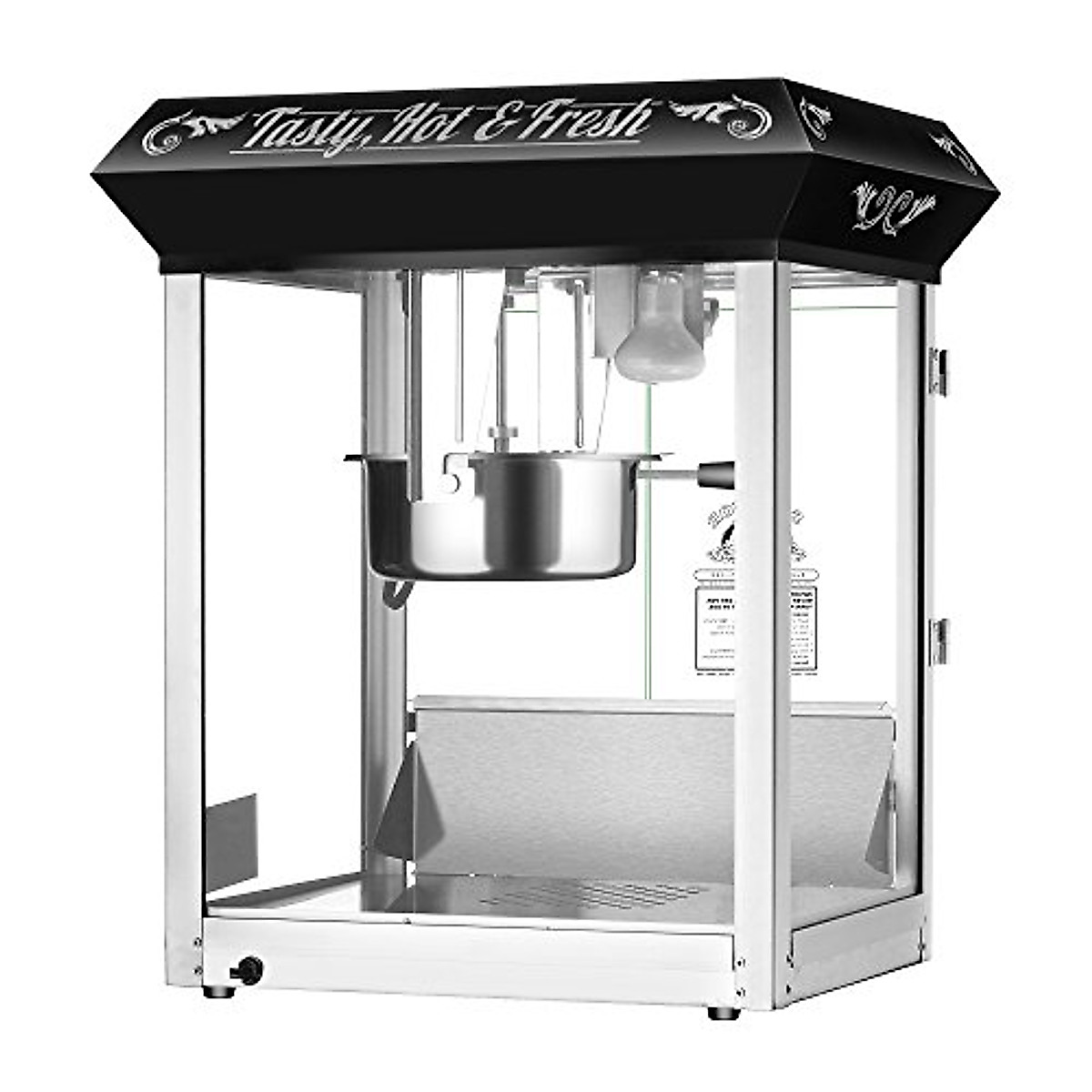 Hot and Fresh Countertop Popcorn Machine – 3 Gallon Popper – 8oz Kettle, Old Maids Drawer, Warming Tray, Scoop by Superior Popcorn Company (Black)