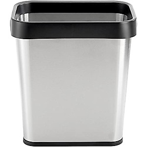 Frcctre 2.1 Gallon / 8L Open Top Stainless Steel Trash Can, Small Compact Modern Rectangular Metal Trash Can Office Wastebasket Garbage Bin for Office Bedroom Bathroom Home - 9.8"L x 6.5"W x 10.6"H