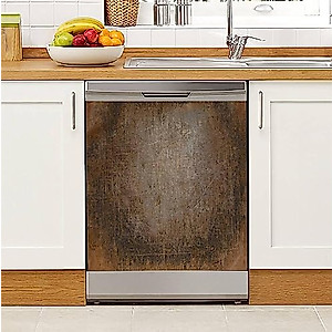 Dishwasher Magnet Cover Vintage Wall Distressed Style Magnetic Refrigerator Stickers Decorative Appliance Cover Fridge Panels Metal Door Garage 23x26in