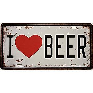 ERLOOD Drink Good Beer with Good Friends Metal Retro Vintage Tin Sign Bar Wall Decor Poster 12 X 8 Inches (LOVE BEER)