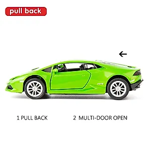 TGRCM-CZ 1/36 Scale Lamborghini Huracan LP610-4 Casting Car Model, Zinc Alloy Toy Car for Kids, Pull Back Vehicles Toy Car for Toddlers Kids Boys Girls Gift (Green)