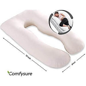 ComfySure Pregnancy Pillow 59" U Shaped Pillow for Pregnancy Hypoallergenic, Comfortable Maternity Body Pillow for Pregnant Women, Supports Back, Hips, Legs & Belly.