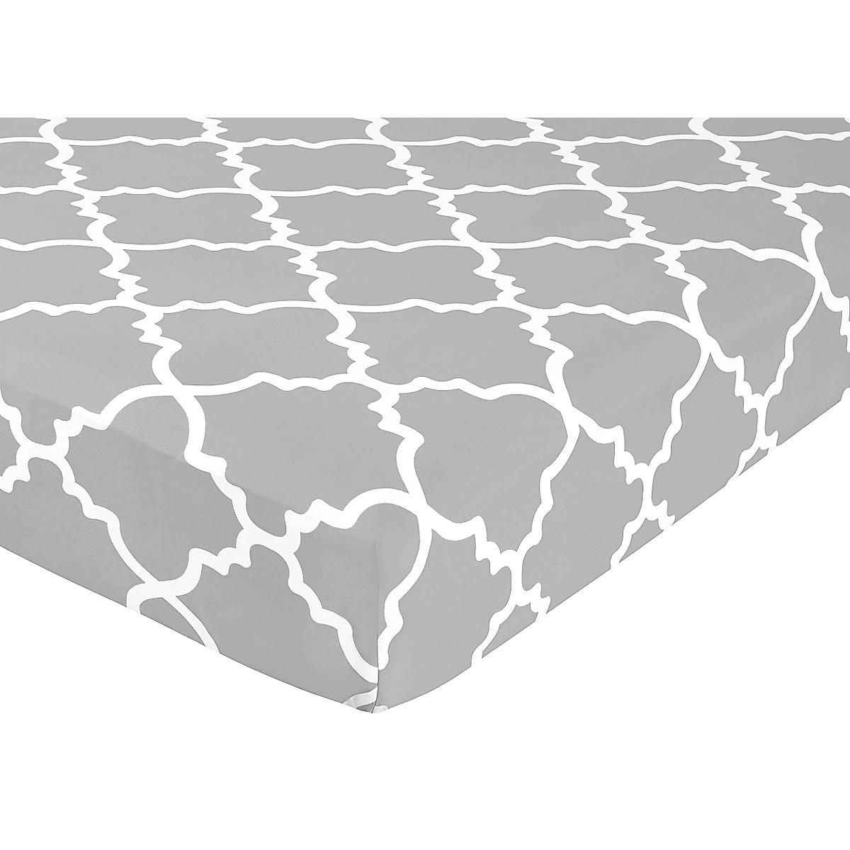 Fitted Crib Sheet for Gray and White Trellis Collection Baby/Toddler Bedding - Trellis Print