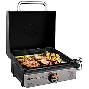 Blackstone 1814 Stainless Steel Propane Gas Portable, Flat Top Griddle Frill Station for Kitchen, Camping, Outdoor, Tailgating, Tabletop, Countertop – Heavy Duty & 12, 000 BTUs, 17 Inch, Black