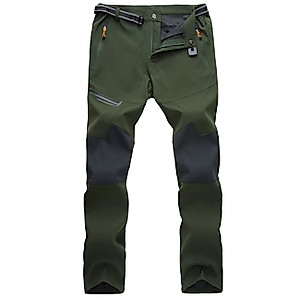 MAGCOMSEN Work Pants for Men Waterproof Stretch Softshell Hiking Pants Slim Fit for Summer Fishing Hunting Casual Green 34