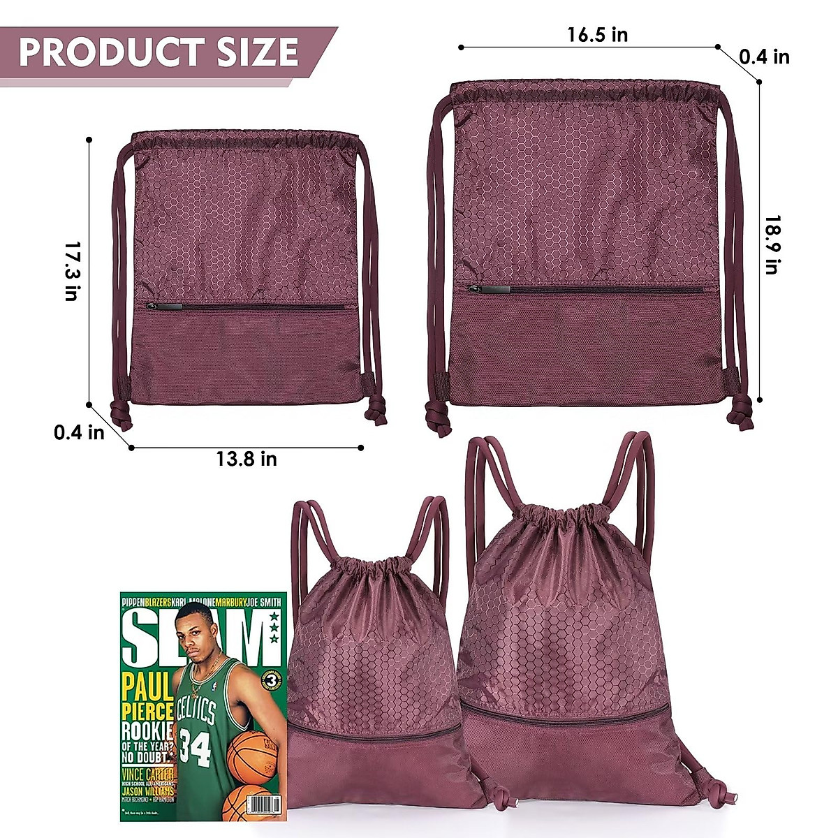 GAENMESN Drawstring Backpack Sport Gym Bag Backpack Bag Basketball Bag Leisure Hiking Yoga Dance Bag Travel Camping Team Work Bag