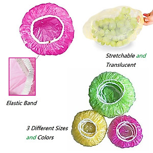 120 Pieces Elastic Food Storage Covers, Plastic Stretchable Adjustable Food Covers Reusable Colorful Bowl Covers for Family Outdoor Picnic Fruit Dishes Plates 3 Size