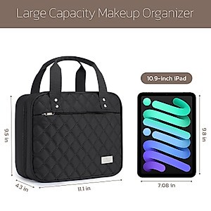 Estour Travel Toiletry Bag for Women, Makeup Bag Organizer with Detachable Mirror and Transparent Cosmetic Bag, Suitable for Travel Size Toiletries, Gifts for Women (Classic Black)