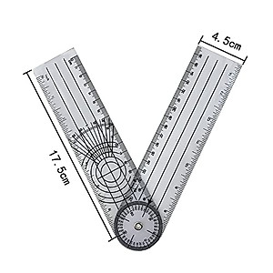 Tyenaza Angle Ruler Clear, Angle Ruler 360 Degrees Rotatable Flexible Frosted PVC Semi Transparent Clear Angle Finder for Student Office