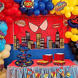 3 Tier Spider Cupcake Stand Spider Hero Cardboard Cupcake Holder Spider Themed Party Table Centerpieces Decorations for Boys Girls Fans Birthday Party Supplies