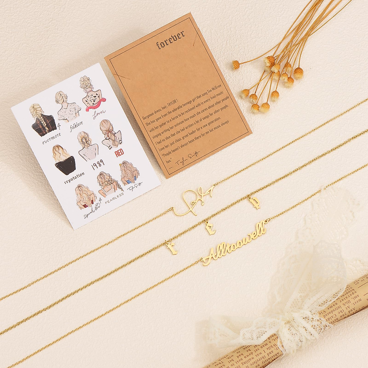 NONTAI Gold SWIFT Necklace Taylor Inspired Necklace for Women, SWIFTIE Outfit Jewelry Taylor Choker Necklace For Eras Music