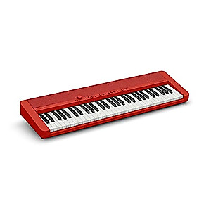 Casio Casiotone CT-S1 61-Key Portable Digital Keyboard - Red Bundle with Adjustable Stand, Bench, Headphones, Sustain Pedal, Instructional Book, Instructional DVD, and Austin Bazaar Polishing Cloth