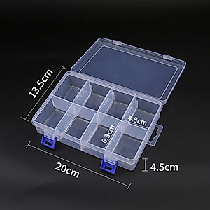 VORCOOL Transparent Plastic Storage Box Portable Clear Medicine Organizer Holder with Adjustable Dividers for Jewelry Beads Earring Container Tool Fishing Hooks(8 Grids)