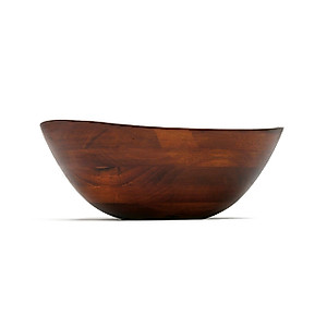 Lipper International Cherry Finished Wavy Rim Serving Bowl for Fruits or Salads, Matte, Large, 13" x 12.5" x 5", Single Bowl