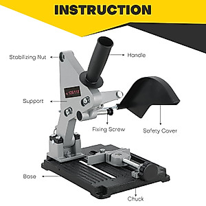 Acymner Angle Grinder Stand Grinder Holder | 45 Degree Clamp Angle Grinder Holder Bracket with Slide Handle Cast Iron Base for 100-125mm Angle Grinder