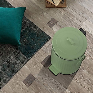 Valcla Trash Can Pedal Trash Can Retro Round Post Box with Cover Stainless Steel Green Sealed Trash Can Home Kitchen Recycling Bin Suitable for Home Mall Office (Color : Green, Size : 7L)