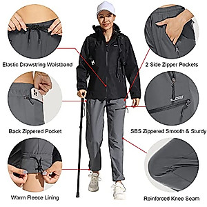 MOCOLY Women's Ski Snow Pants Warm Fleece Lined Hiking Pants Waterproof Windproof Softshell Insulated Warm Winter Cargo Pants Grey 3XL