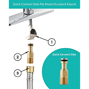 Hygie Rinse Kitchen Sink Side Sprayer with Quick Side Connector Compatible with Moen Faucet Head Replacement, Kitchen Sink Faucet Sprayer Attachment with Water Hose/Holder, Brushed Nickel Finish