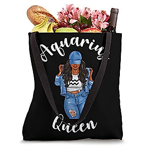 Streetwise Aquarius Black Queen Afro January Zodiac Birthday Tote Bag