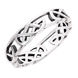 CloseoutWarehouse 925 Sterling Silver Celtic Wicca Pagan Eternity Ring (Sizes 2-15) (Silver, 8)