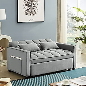 ERYE 3-in-1 Tufted Futon Loveseat Sofa Convertible Sleeper Couch Bed W/Pull Out Sleep Daybed