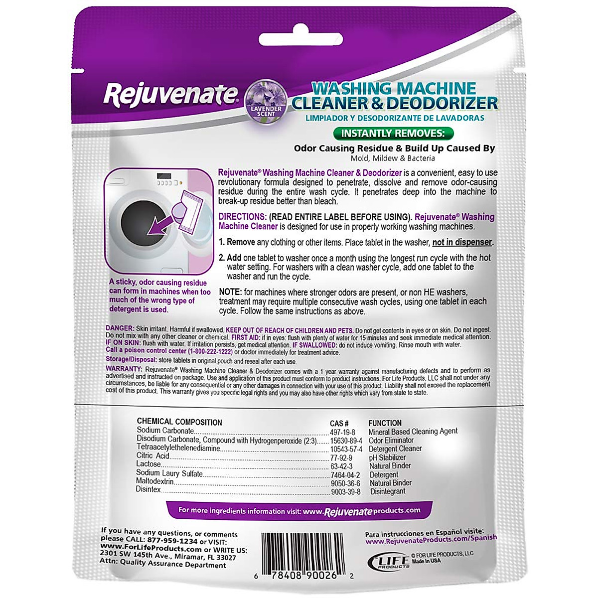 Rejuvenate Washing Machine Cleaner & Deodorizer Tablets 3 Months Supply (3 Tablets)