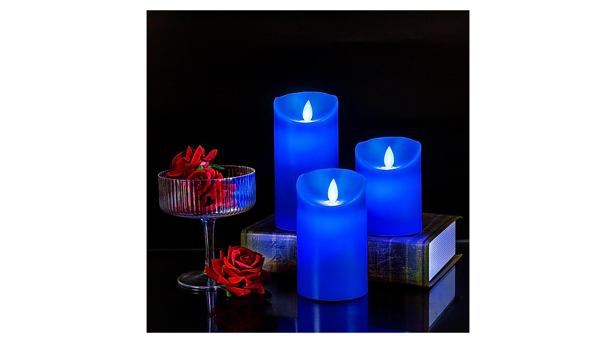 Real Blue Flame LED Candles - Battery Operated & Dimmable