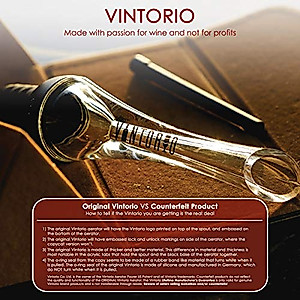 Vintorio Wine Aerator Pourer - Premium Aerating Pourer and Decanter Spout (Silver)