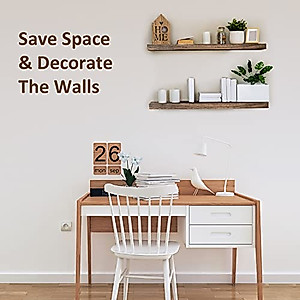 Floating Shelves for Wall Set of 2, Rustic , 24 Inch, Natural Dark Wood ,Farmhouse, Thick Floating Shelf for Bathroom, Bedroom, Kitchen, Living Room, Office