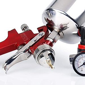 BANG4BUCK High Performance HVLP Gravity Feed Spray Gun with 1.4mm 1.7mm 2.5mm Fluid Tips, 1000cc Aluminum Cup for Auto Paint, Primer, Clear/Top Coat & Touch-Up