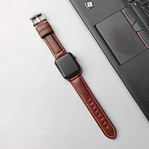 MTRRISE Compatible for Apple Watch ultra Band 42mm 44mm45mm46mm49mm Men,Top Grain Leather Band Replacement Strap iWatch Series 10/9/8/7/ 6/5/ 4/3/ 2/1,SE,Ultra /Ultra2