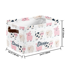 Deven Pig Cow Sheep Personalized Large Storage Baskets for Organizing Shelves with Handle,Closet Decorative Storage Bins for Bathroom,Nursery,Home 1 Pack