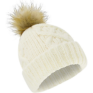 Baby Hats Newborn - Toddler Winter Baby Hat and Mitten Set Boy and Girls Baby Winter Hat Fleece Lined 0-6 Months (Ivory)