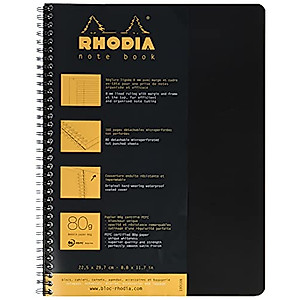 Rhodia Wirebound Notebook, A4+, Lined - Black