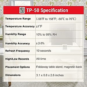 ThermoPro TP50 Digital Hygrometer Indoor Thermometer Room Thermometer and Humidity Gauge with Temperature Monitor