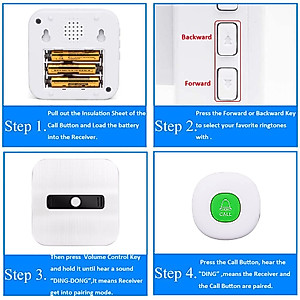 Daytech Caregiver Pager Wireless Call Button with Pager for Elderly 500 Feet Nurse Alert System with 2 Portable Receivers +3 Caregiver Call Buttons Panic Button Elderly Pager Emergency Alert Button