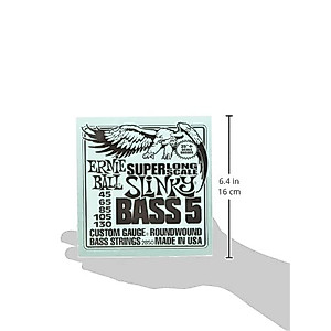 Ernie Ball 5-String Super Long Scale Slinky Nickel Wound Bass Guitar Strings, 45-130 Gauge (P02850)