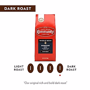 Community Coffee Signature Blend Dark Roast 72 Ounce, Premium Whole Bean Signature Blend, 12 Ounce Bag (Pack of 6)
