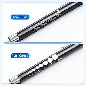 CAVN Pen Lights for Nurses, 3-Pack Reusable Medical Penlights with Pupil Gauge for Nursing Doctor Students White Light, Nurse Gifts, Black/White/Rose Gold