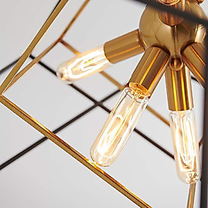 artika Imperium Modern Mid-Century Chandelier Black and Gold (Aged Brass) Kitchen Light Fixture, Geometric Pendant Light for Dinning Room - Bulb Not Included