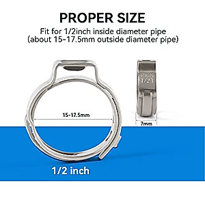 GUOFIS 100 Pack 1/2 Inch Pex Cinch Clamp Rings,Premium 304 Stainless Steel PEX Crimp Ring,Pex Fitting Clamps Pinch Ring for PEX Tubing Pipe Fittings Connection