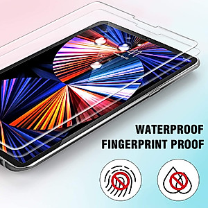 Ferilinso Designed for iPad Pro 12.9 Inch Screen Protector Accessories 2022 2021 2020 4th 5th 6th Generation 2 Pack Tempered Glass with 2 Pack Camera Lens Protector 9H Hardness Face ID Suitable