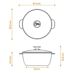 Essen 4524 Aqua Dutch Oven - Contemporary Line - Cast Aluminum with Nova Trimium Nonstick Coating - Ideal for 4-5 Servings - Even and Healthy Cooking - Argentinian brand Essen now in the United States. (Aqua)