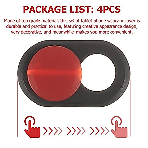 OSALADI Computer Camera 4PCS Webcam Cover Slide Camera Blocker Ultra- Thin Camera Covers Webcam Privacy Shutter Protects for Laptop Cell Phone Tablet PC Notebook Accessory Black Red Pc Camera