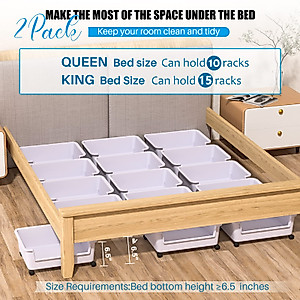 caktraie 2 Pack Under Bed Storage, Under Bed Toy Storage with Wheels, Multi-Purpose Under Bed Storage Carts for Bedroom, No Assembly Required Bedroom Storage Organizer for Toys, 15.5" L x 11.2" W